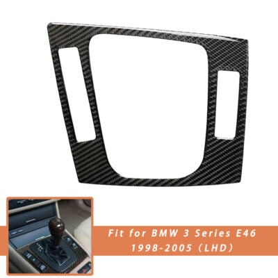 LHD Carbon Fiber Console Gear Shift Box Cover Trim For BMW 3 Series E46 ...