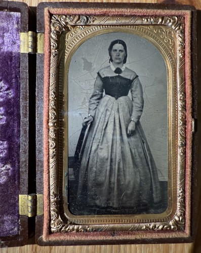 Civil War-era 8th plate tintype of woman, thermoplastic case | eBay