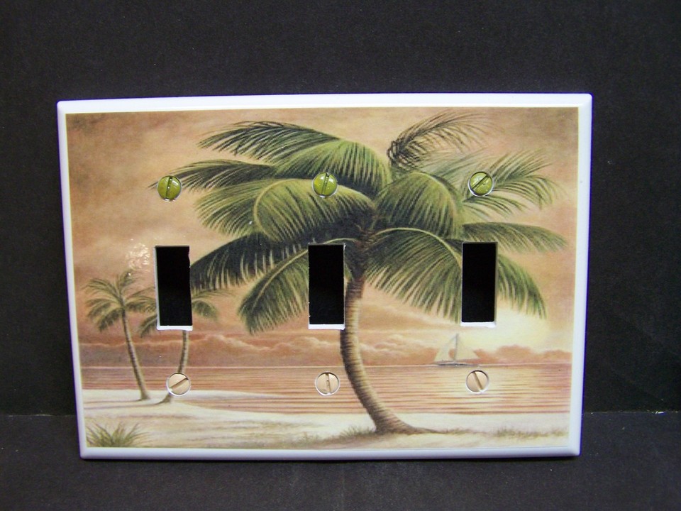 TROPICAL PARIDSE BEACH PALM TREE # 8 LIGHT SWITCH COVER PLATE OR OUTLET ...