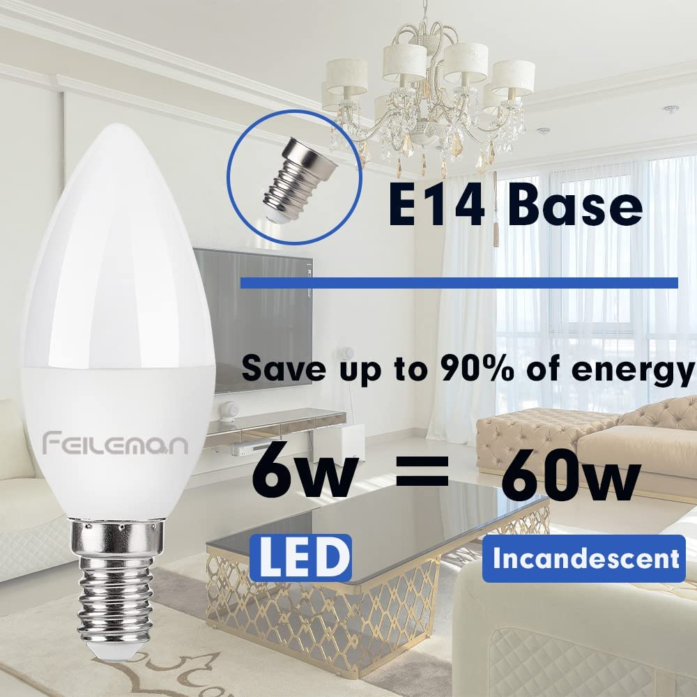 LED Bulb Small Edision Screw Candle Bulb C37 E14 LED 6W 490Lm 3000K ...