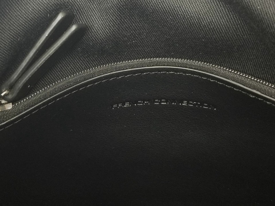 $88 French Connection Women Black Faux Leather Shoulder Handbag Tote ...