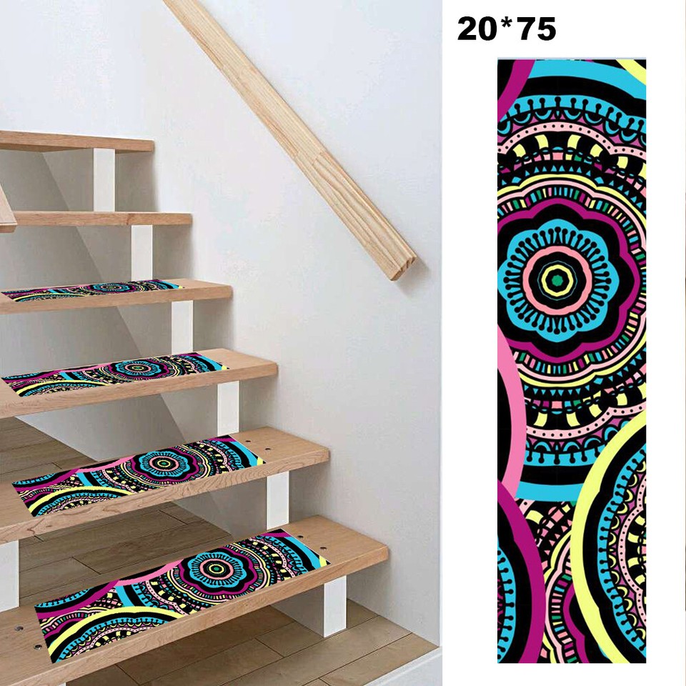 13Pcs Hall Bohemia Stair Runner Treads Rugs Mats 8 x 30'' Non-Skid ...