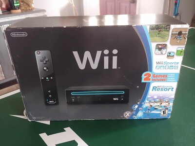 Nintendo Wii Console Black WII Sports / Resorts System Game Box *EMPTY ...
