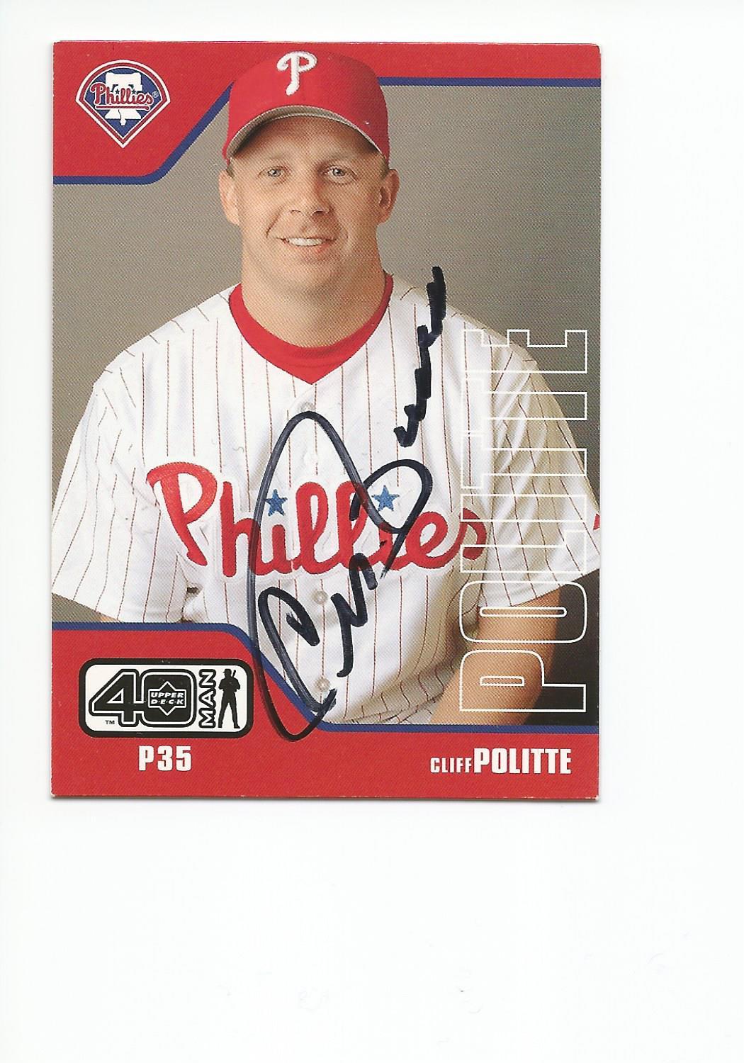 CLIFF POLITTE Autographed Signed 2002 UD 40 Man card Philadelphia ...