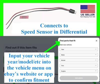 fits Ford 4WD Rear Differential Speed Sensor Connector Plug Pigtail ...