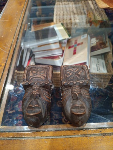 PAIR of 2 wood carved masks. Honduras, cultural artwork | eBay