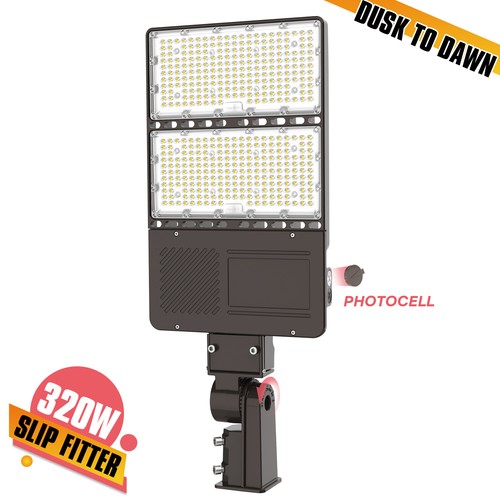 KUKUPPO 320W LED Parking Lot Shoebox Lights Adjustable Slip Fitter 100 ...