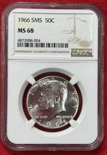 1966 Kennedy Half Dollar SMS 50C MS 68 NGC. Stunner High Grade. Books ...