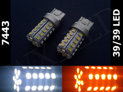 Type 1 7443 7443NA 7444 White Amber Switchback 39/39 Led Front Signal ...