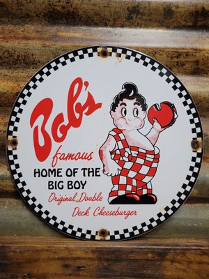 VINTAGE BOBS BURGERS PORCELAIN SIGN DRIVE IN DINER FAST FOOD HAMBURGER ...