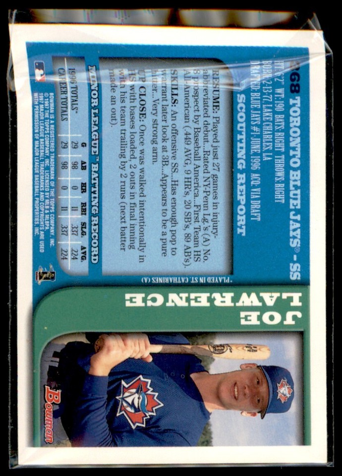 1997 BOWMAN JOE LAWRENCE TORONTO BLUE JAYS #246 | eBay