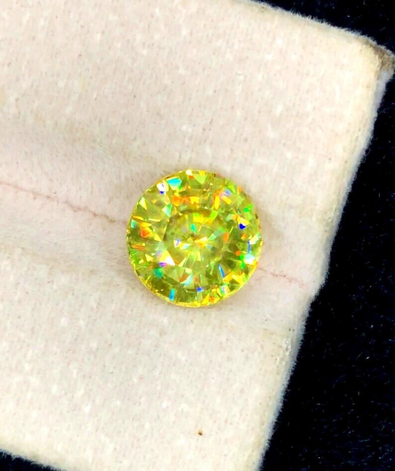 1.60 Ct Natural Full Fire Sphene Titanite Round Cut Certified Loose ...