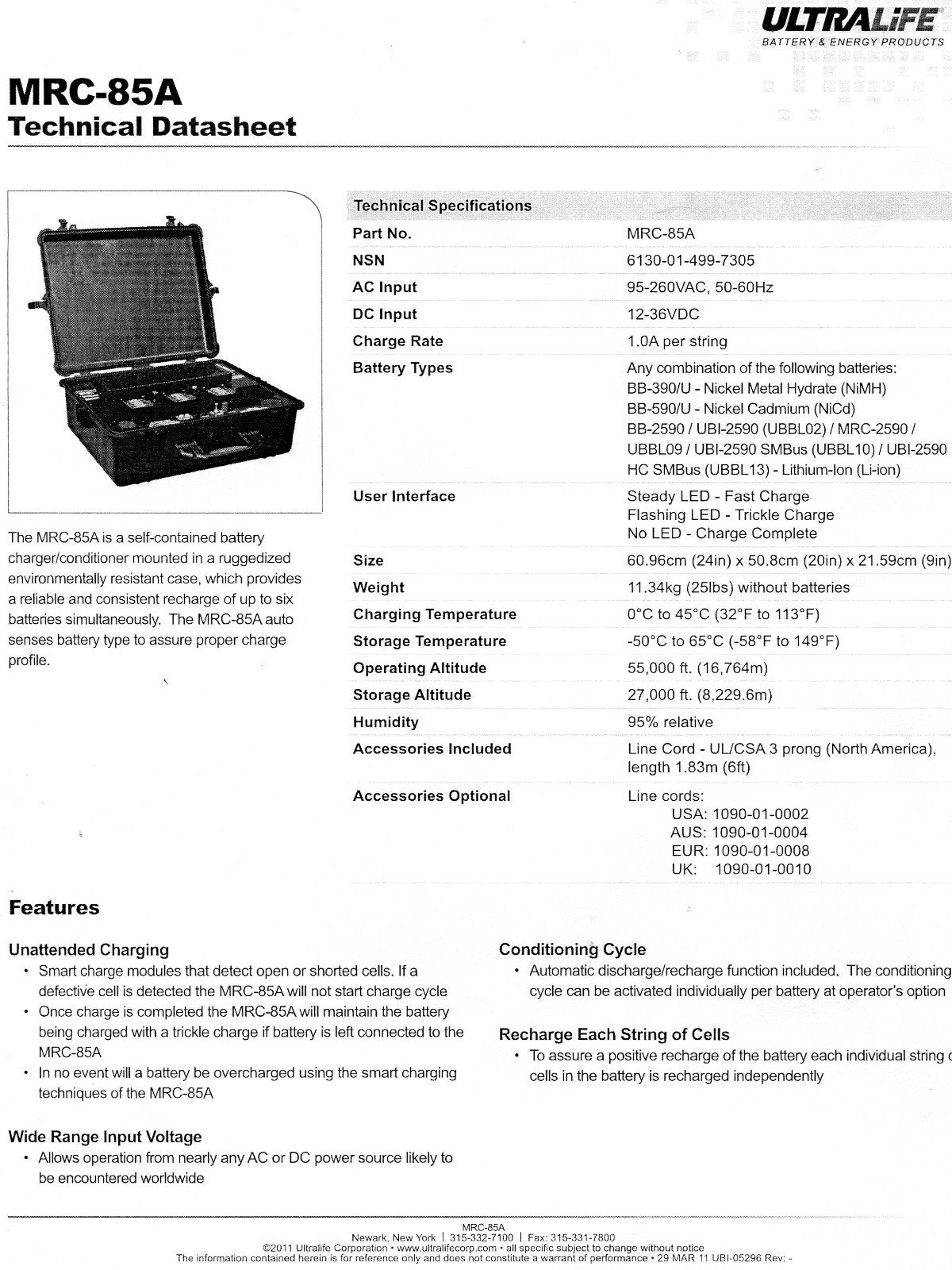 Battery Charger MRC-85 McDowell Research, 6130-01-149-7305 | eBay