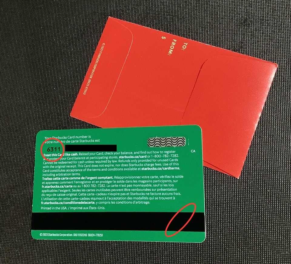 🇨🇦 CANADA 2024 STARBUCKS DRAGON ( MAG STRIP ) GIFT CARD WITH ENVELOPE ...