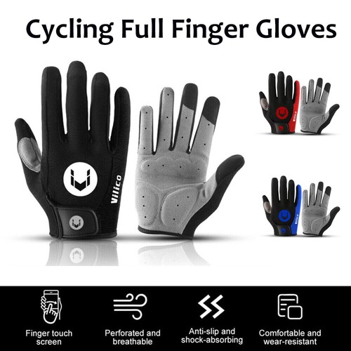 Cycling Full Finger Gloves Non-Slip Touch Screen Bicycle Motorbike MTB ...
