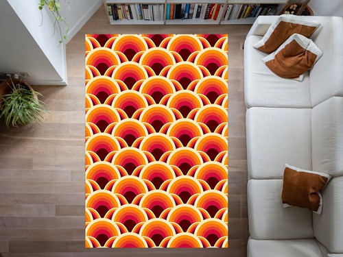 Retro Rug, Groovy Funky Rug, Retro Area Rug, 70s Brown Retro Rug ...