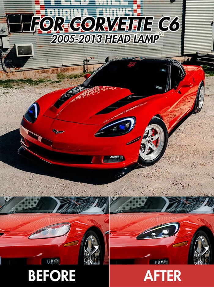 NEW RGB LED Headlight For 2005-2013 Chevy Corvette C6 Sequential Turn ...