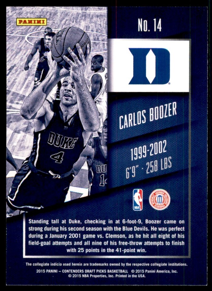 2015-16 Panini Contenders Draft Picks Carlos Boozer Basketball Cards ...