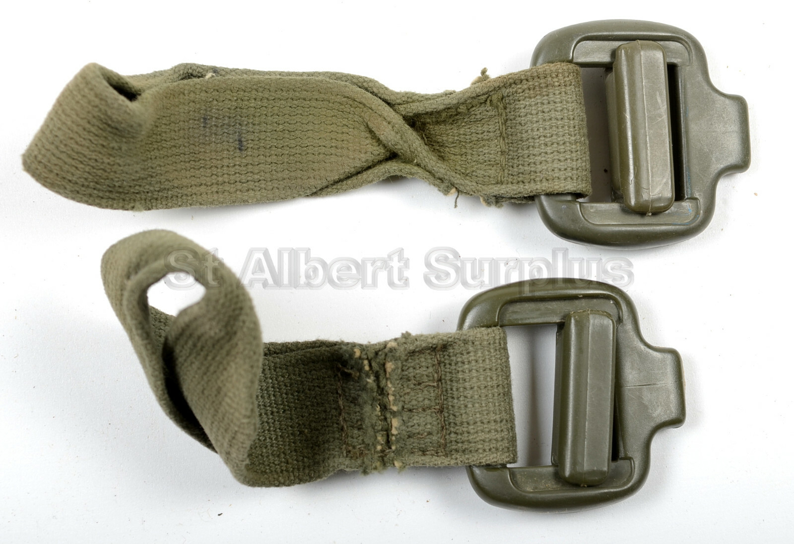 2 x CANADIAN ARMY 64 PATTERN RUCKSACK BUCKLE & STRAP (for sleeping bag ...