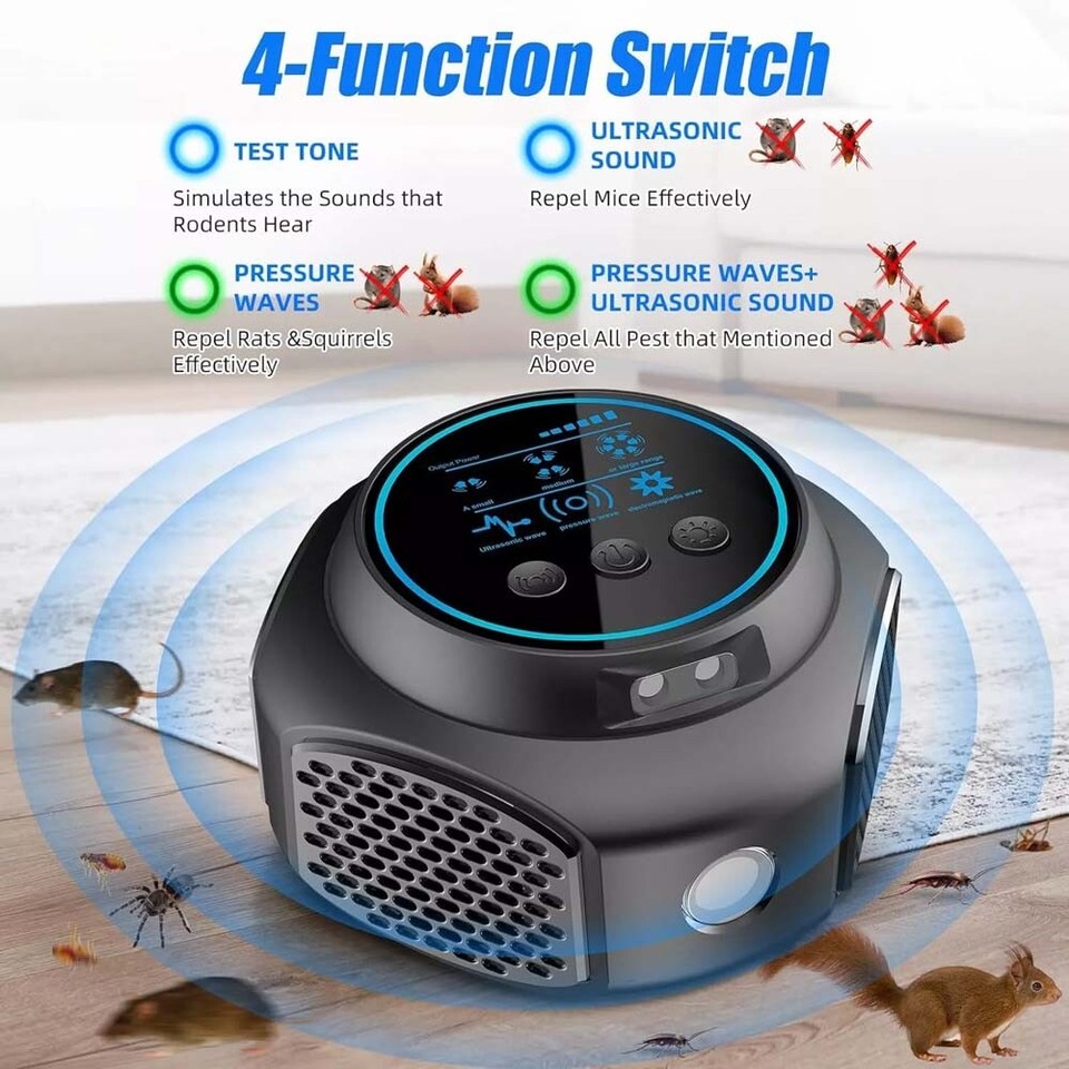 4-in-1 Ultrasonic Rodent Repellent Pest Repeller Mouse Blocker Rat ...
