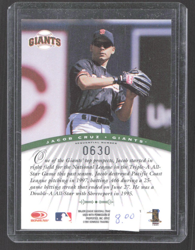 1997 Donruss Signature Jacob Cruz Millennium Marks Auto #630 Giants | eBay