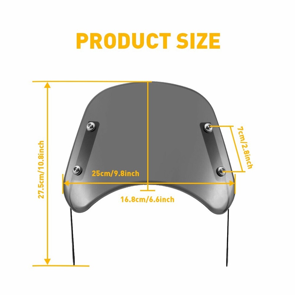 Universal Motorcycle Headlight Fairing Windshield 5-7'' Windscreen ...