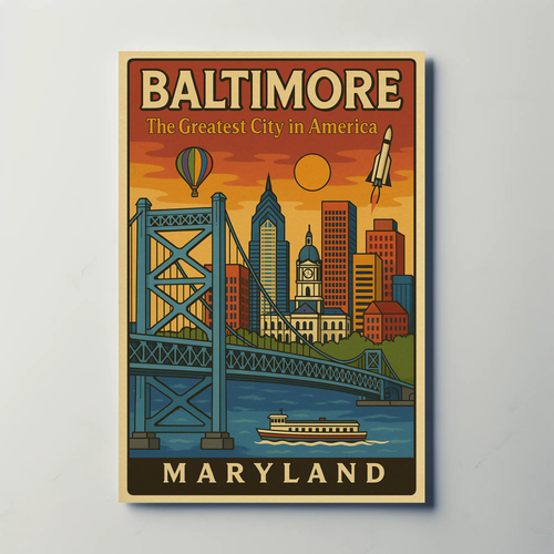 Baltimore Charm: Retro Travel Poster | eBay