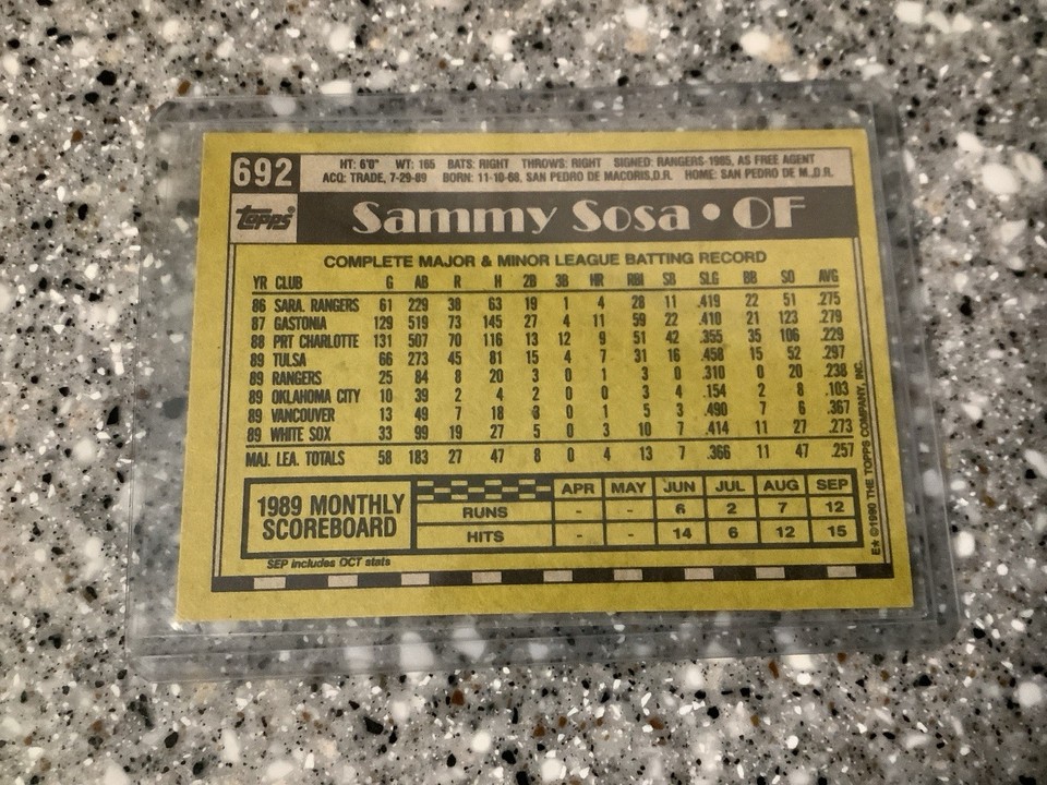 1990 Topps - Sammy Sosa #692 ( RC ) White Sox | eBay