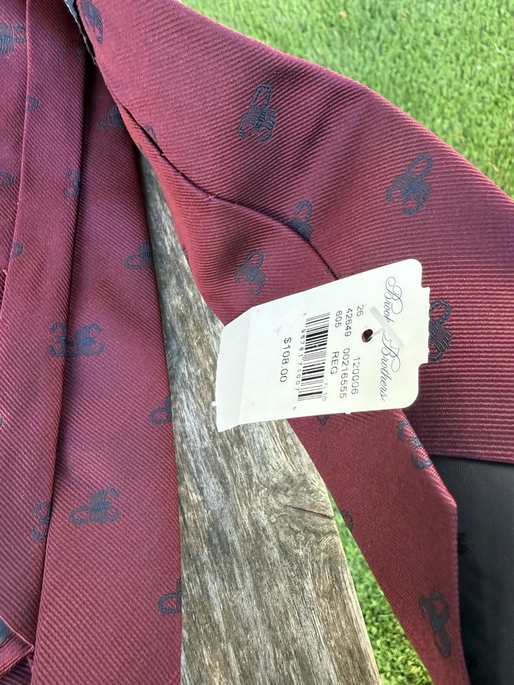 NWT Brooks Brothers Tie Silk Navy Blue Scorpions Maroon Red Made In ...