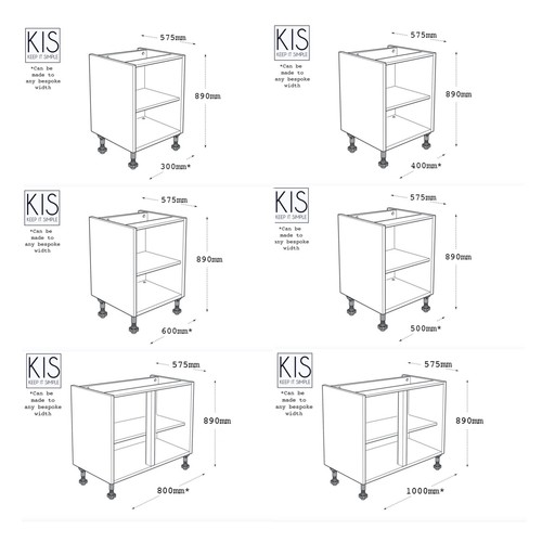 SOLID WOOD Kitchen Base Carcass Units - Bespoke Sizes Available 500mm ...