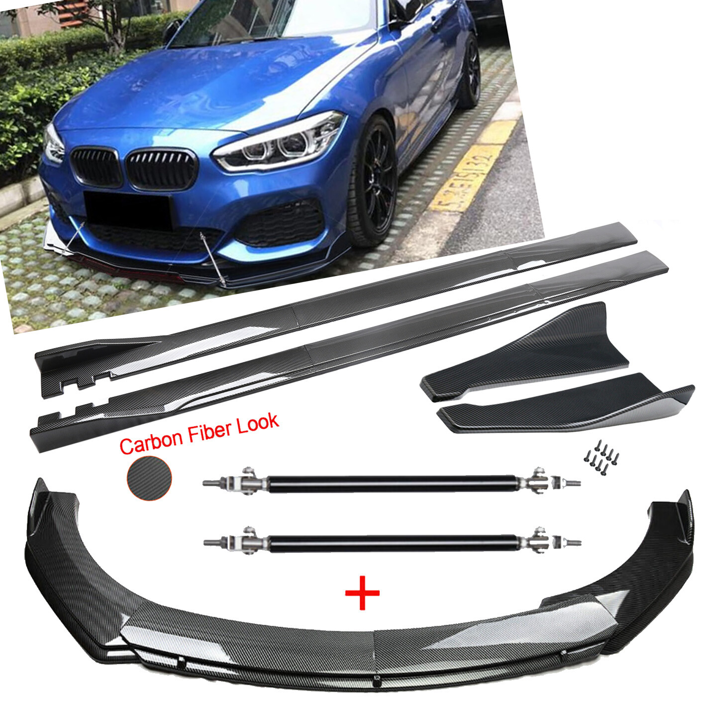 Carbon Fiber Front Bumper Rear Splitter Spoiler Side Skirt For 330i ...
