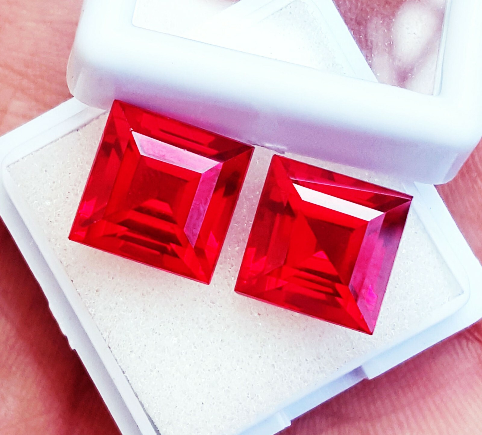 Natural Red Ruby Square Shape 6 to 8 Ct Certified Pair Loose Gemstone ...