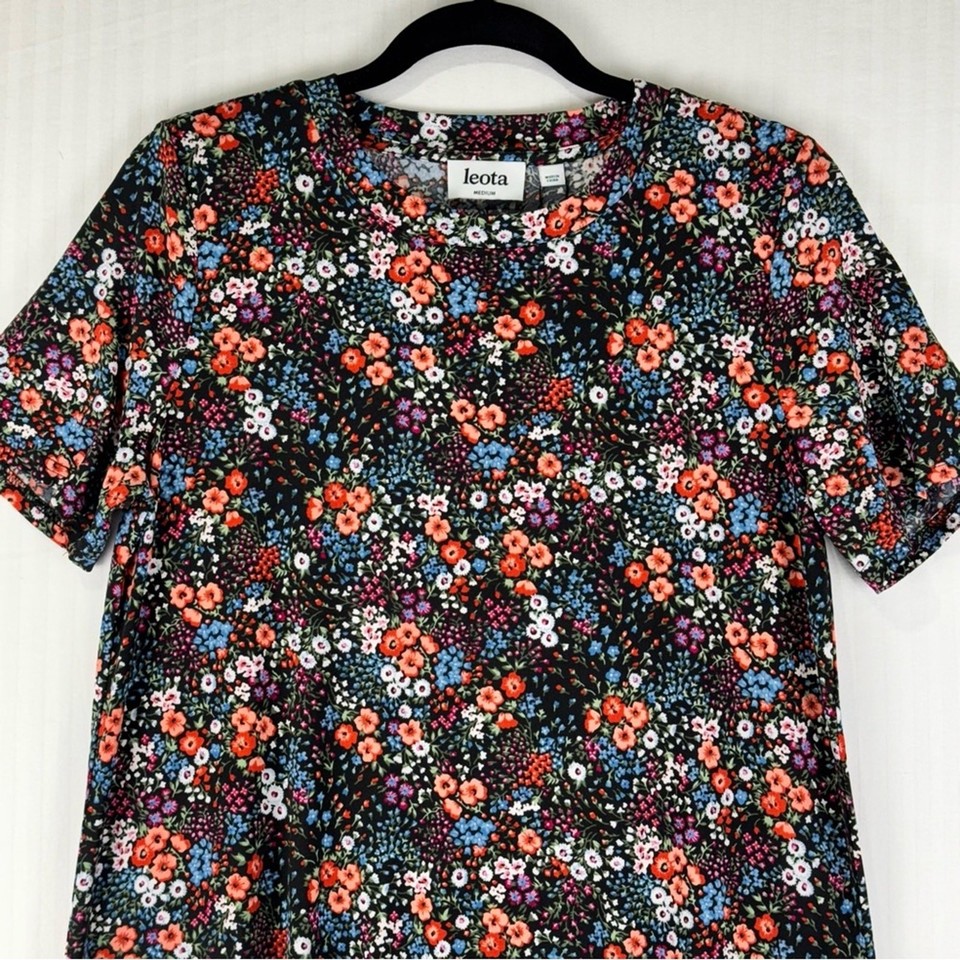 Leota Confetti Floral Black Multicolor Dress Size Medium No Wrinkle ...