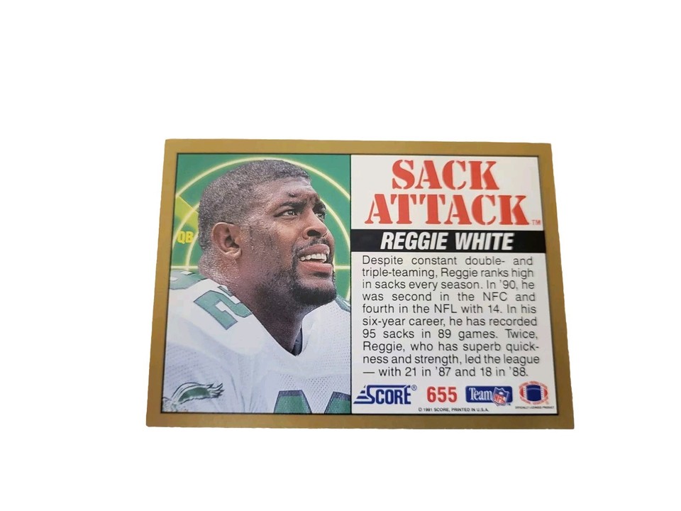 1991 Score Sack Attack Football Card Reggie White Philadelphia Eagles ...