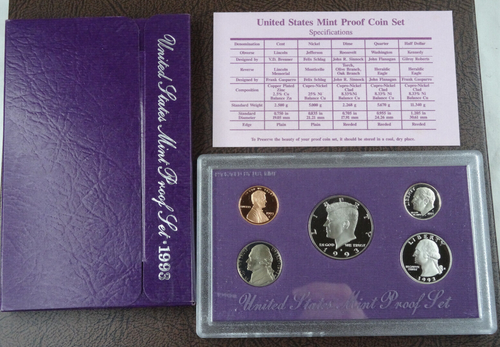 1993-S US Mint Proof Set 5 Coin Set OGP COA Original Government ...
