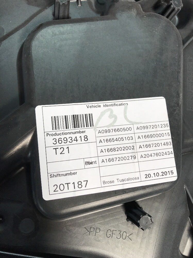 2013-2016 MERCEDES GL FRONT RIGHT PASS DOOR WINDOW REGULATOR PANEL A ...