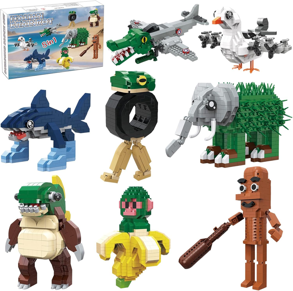 Italian Brainrot Building Bricks Set 8 Models Creative Animal ...