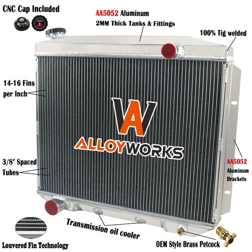 4 Row Radiator For 1957-59 1958 Ford Galaxie Fairlane Ranchero Skyliner ...