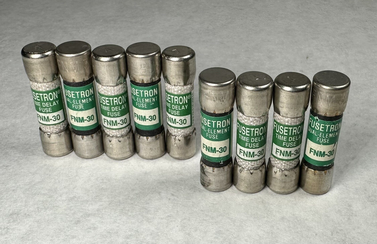NEW (Lot of 9) BUSSMANN Cooper Fusetron FNM-30 Dual Element Fuse, 30 ...