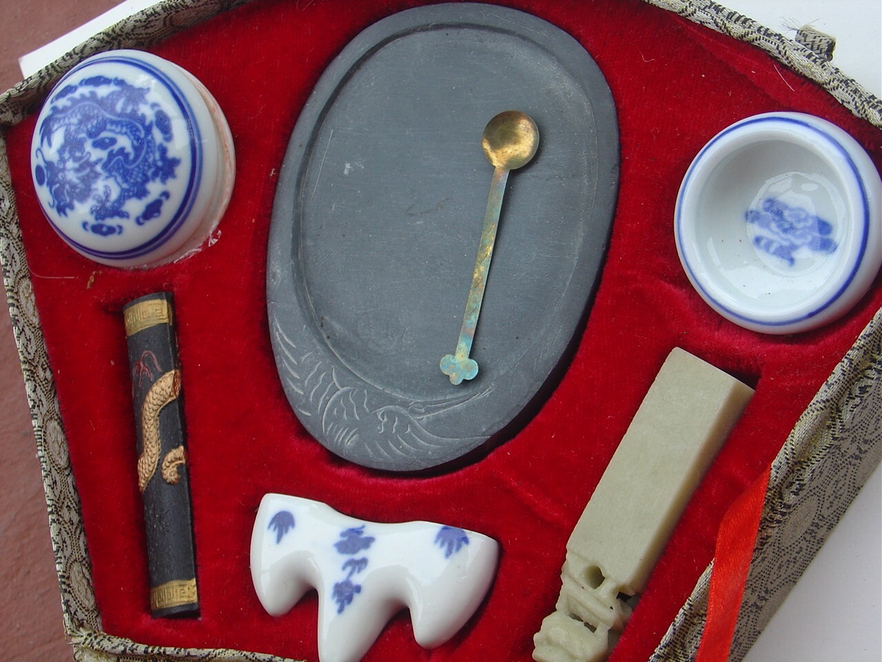 Zhengda Chinese Calligraphy Carved Stone Wax Seal Stamp Set Porcelain ...