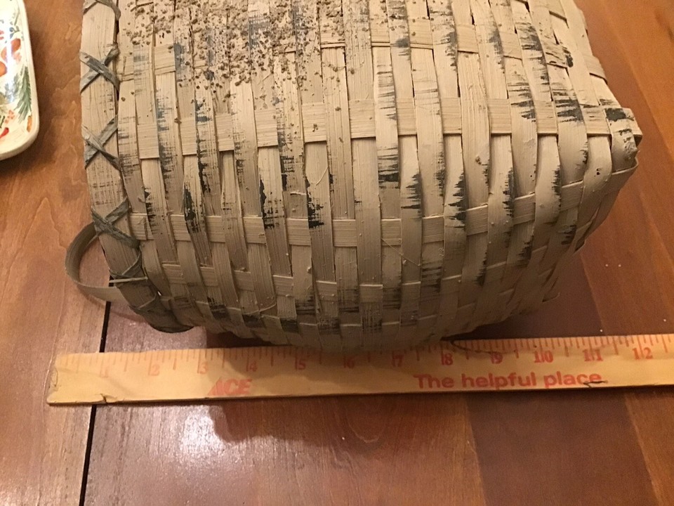 Primitive Distressed Gathering Basket 10.5 Inches. Ash Wood? White Oak ...