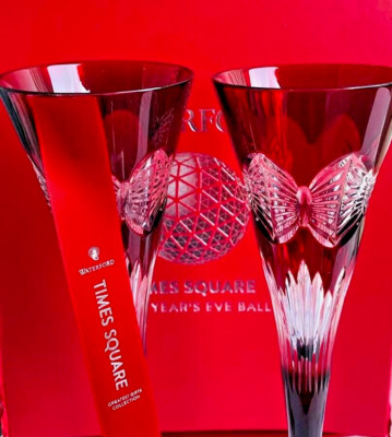 Waterford Times Square Flute Pair Ruby 11" 2018 Gift of Serenity NEW in ...