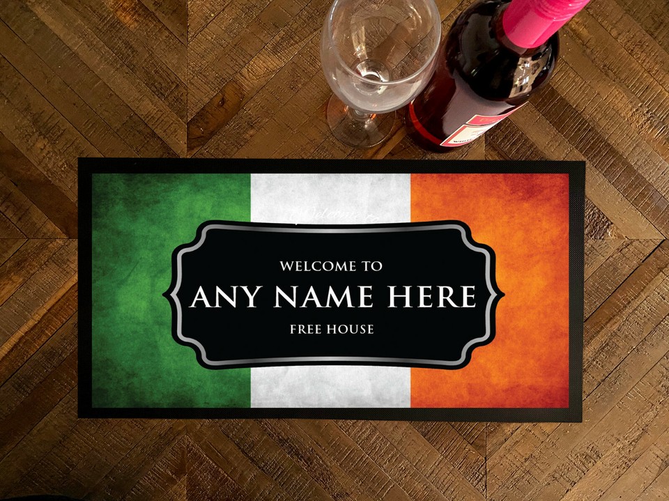 Personalised Bar runner mat - Irish Flag St Patricks Day Bar mat Home ...