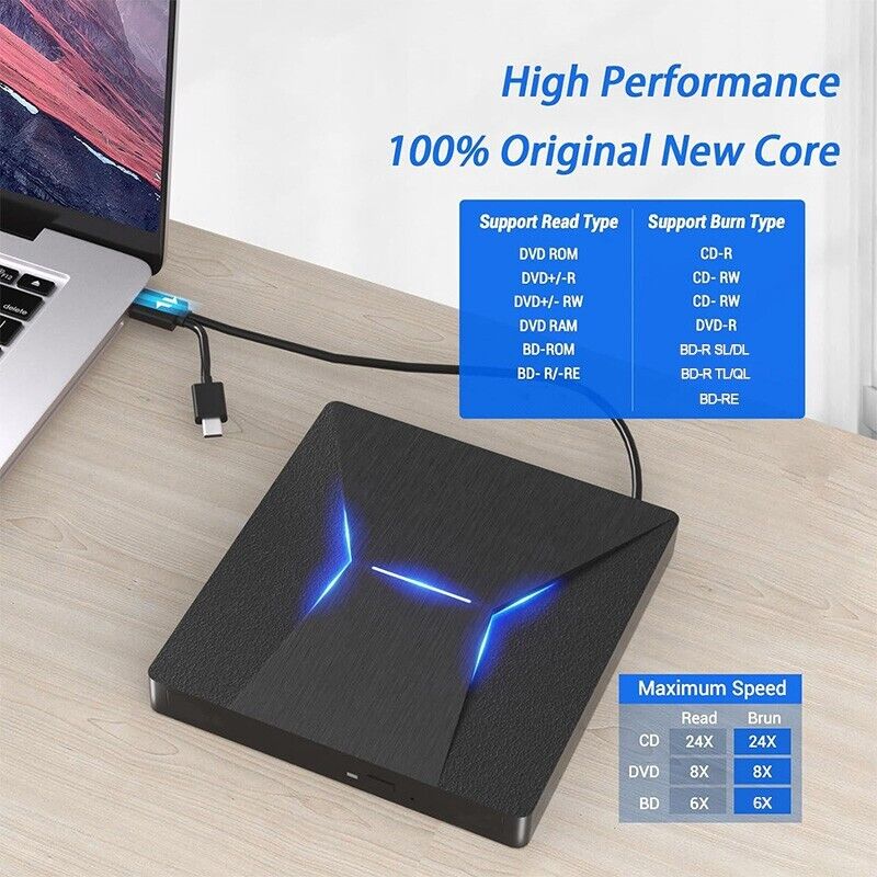 External Bluray Drive USB 3.0 Blu-ray Reader 3D DVD/CD Burner for PC ...