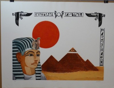 O'Brian, "The Boy King" circa1970s, Print of Egyptian Pharaoh, 37" x 28 ...