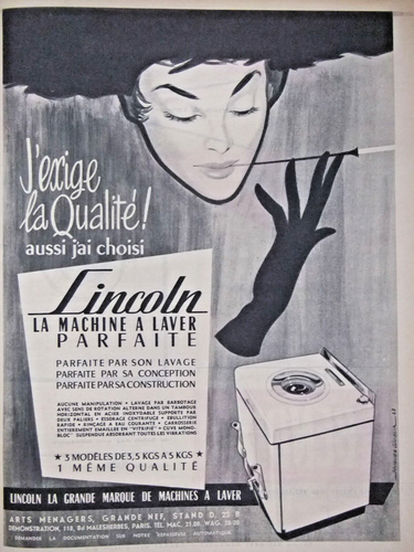 PUBLICITÉ DE PRESSE 1956 LINCOLN MACHINE A LAVER PARFAITE PAR SON ...