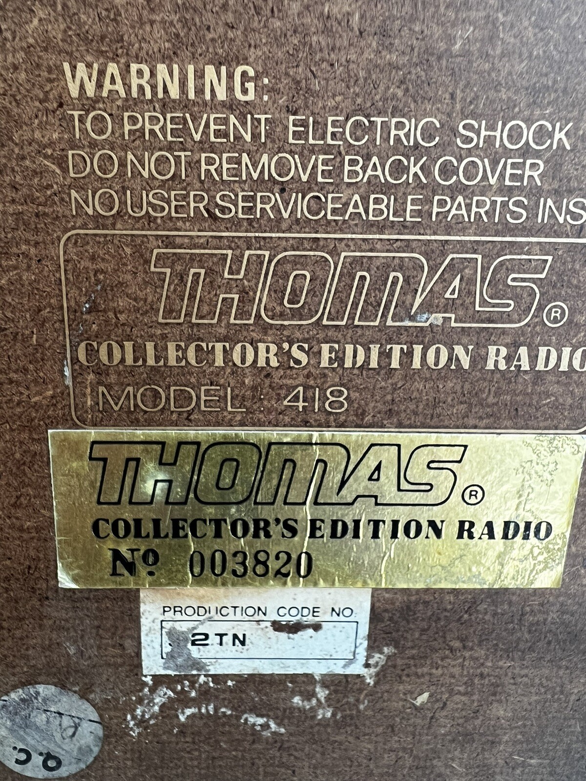 Thomas Collector's Edition AM/FM 1932 Replica Radio Model 418 TESTED ...