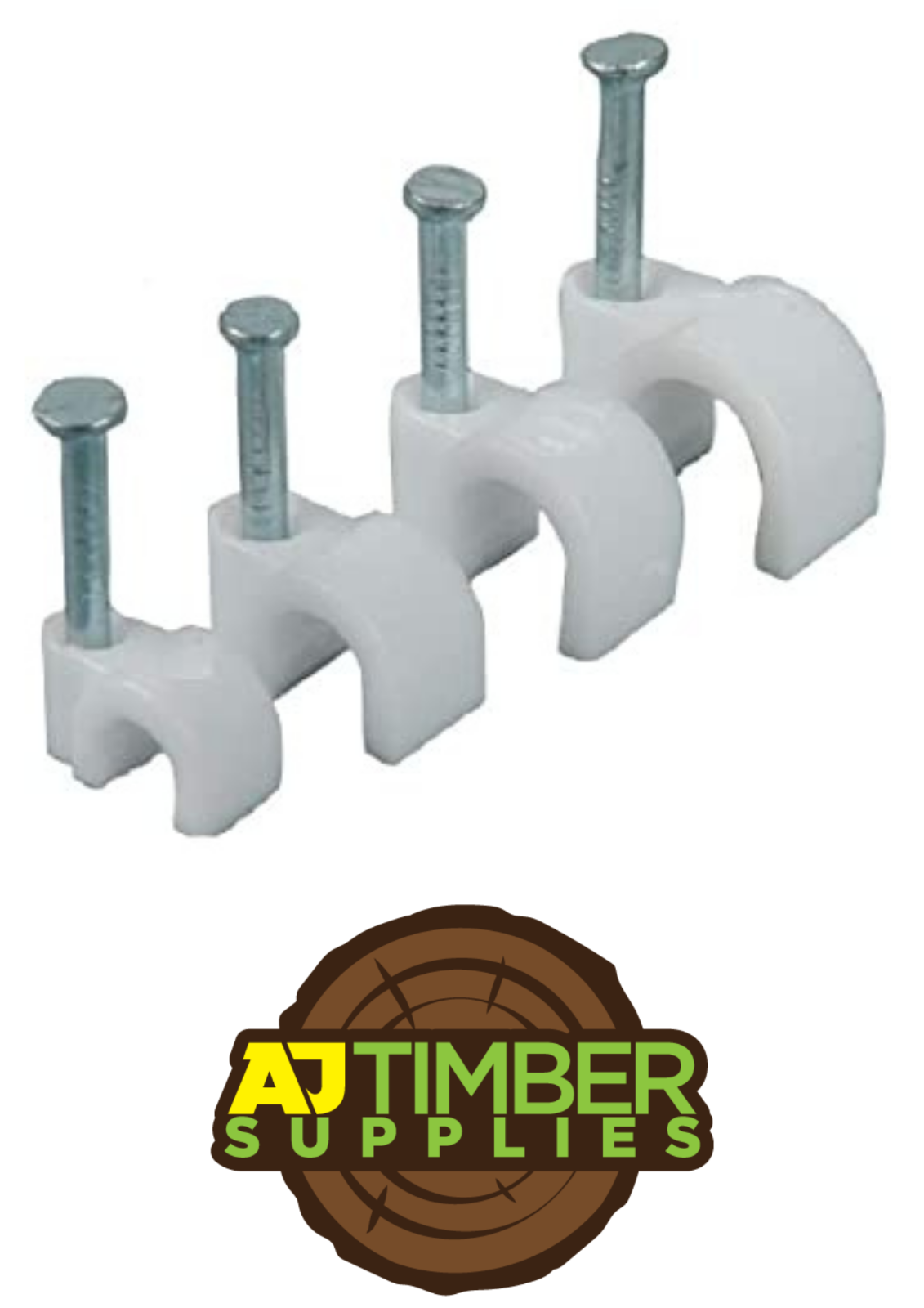 Heavy Duty Round White Cable Clips 3.5mm-14mm with Hardened Fixing ...