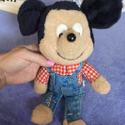 Vintage Knickerbocker Disney Mickey Mouse stuffed plush toy in overalls ...