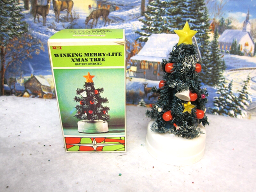 Vintage Battery WINKING MERRY LITE Light Up Christmas Tree (842 ) | eBay